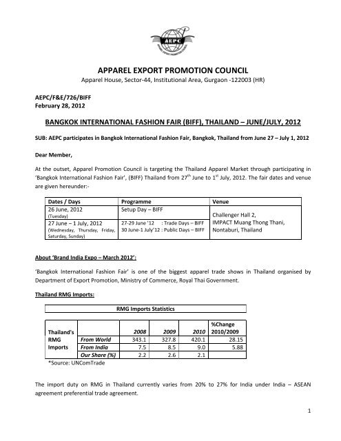 APPAREL EXPORT PROMOTION COUNCIL