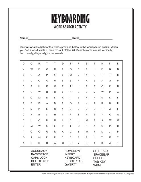 KEYBOARDING Word Search.indd - BE Publishing