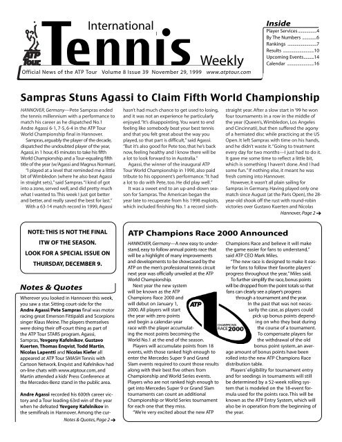 Weekly - Steve G Tennis