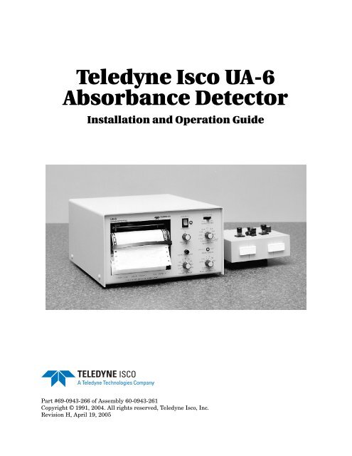 UA-6 Absorbance Detector - Spectroscopic