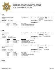 Booking Report - Larimer County Sheriff's Office