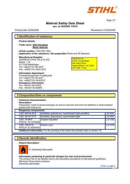 (Resin Remover) (PDF) - Stihl