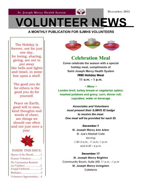 December 2012 - St. Joseph Mercy Ann Arbor Hospital