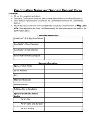 Confirmation Name and Sponsor Request Form - St. Mary's Parish