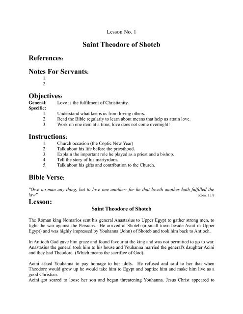 Saint Theodore of Shoteb References - St. Marys Coptic Orthodox ...
