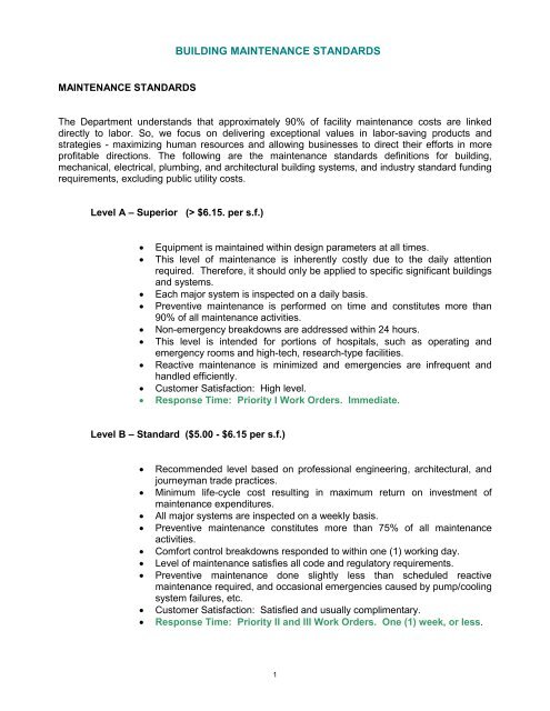 BUILDING MAINTENANCE STANDARDS - St. Marys County