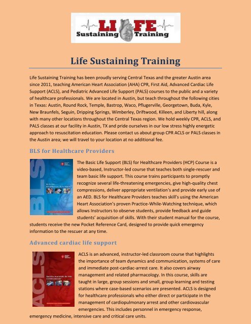 Life Sustaining Training