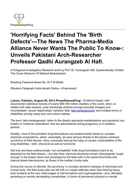 'Horrifying Facts' Behind The 'Birth Defects'---The News The Pharma ...