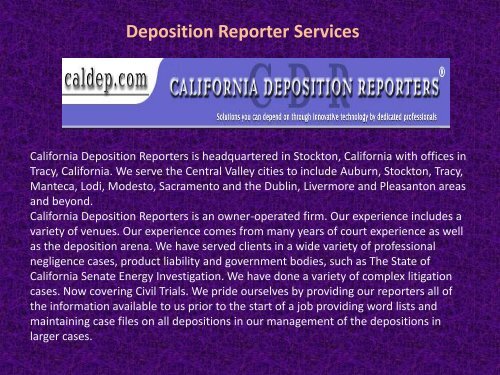 Deposition Reporter Services