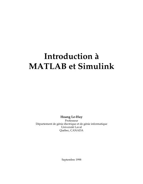 Introduction à MATLAB et Simulink