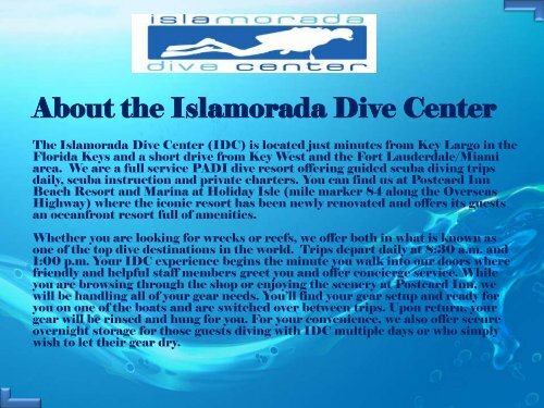 About the Islamorada Dive Center