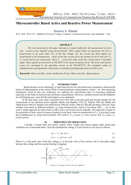 Microcontroller Based Active And Reactive Power Measurement