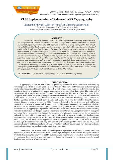 Vlsi Implementation Of Enhanced Aes Cryptography 0915