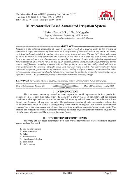 Microcontroller Based Automated Irrigation System