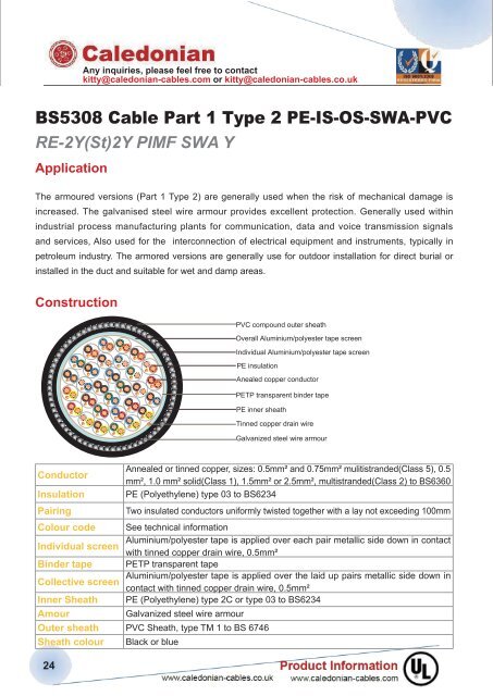BS5308 Cable Part 1 Type 2 PE-IS-OS-SWA-PVC