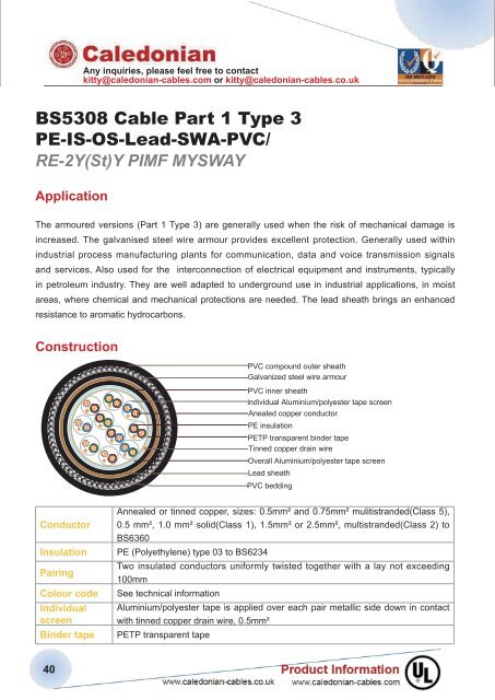 BS5308 Cable Part 1 Type 3 PE-IS-OS-Lead-SWA-PVC/