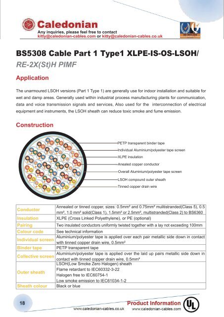 BS5308 Cable Part 1 Type1 XLPE-IS-OS-LSOH/