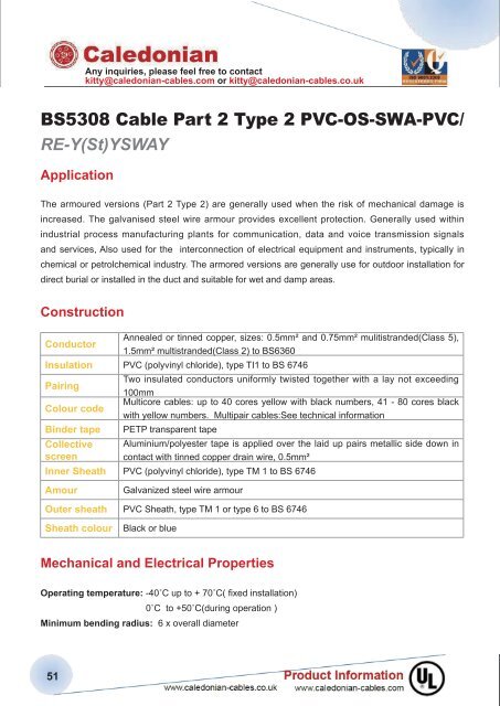 BS5308 Cable Part 2 Type 2 PVC-OS-SWA-PVC/
