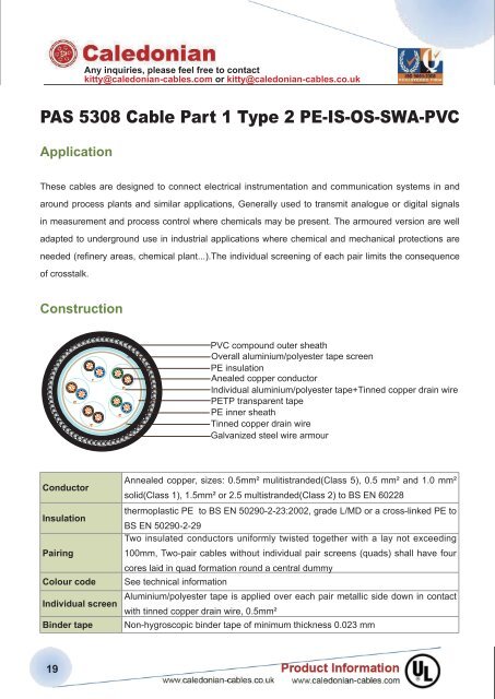 PAS 5308 Cable Part 1 Type 2 PE-IS-OS-SWA-PVC