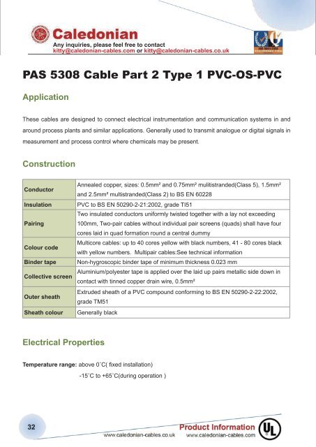 PAS 5308 Cable Part 2 Type 1 PVC-OS-PVC