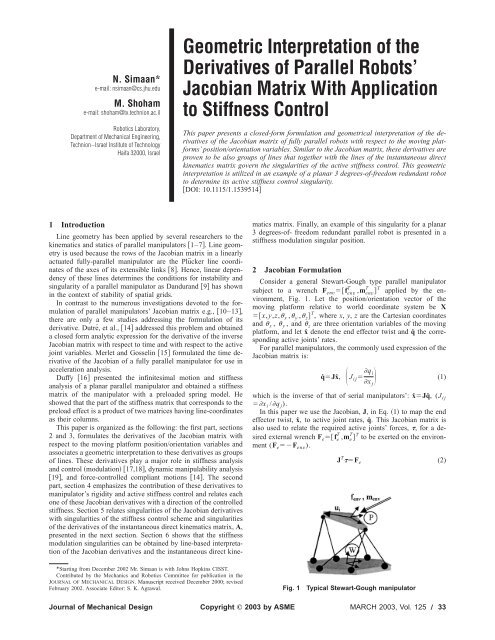 Geometric Interpretation Of The Derivatives Of Parallel Robots