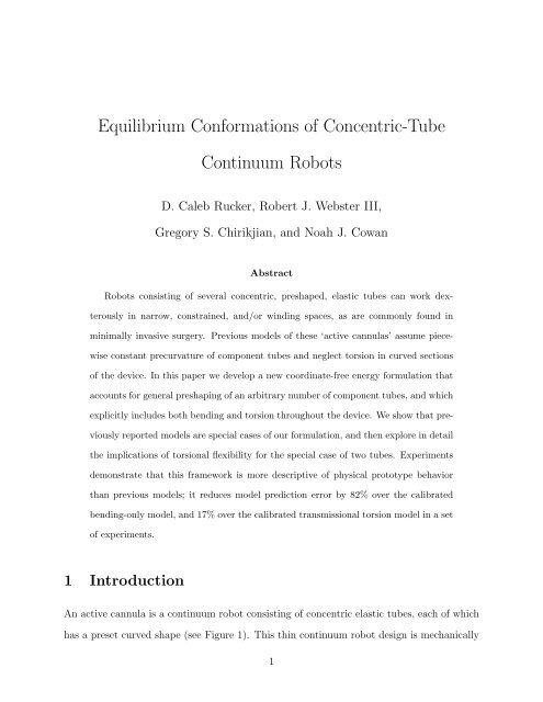Equilibrium Conformations of Concentric-Tube Continuum Robots