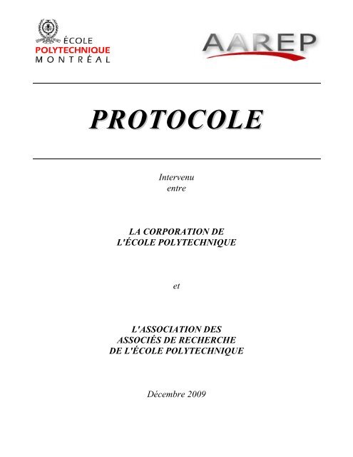 PROTOCOLE D'ENTENTE - École Polytechnique de Montréal