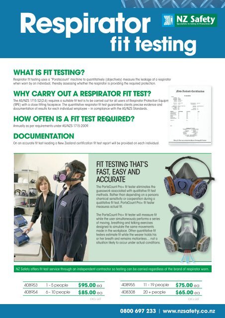 NZ Safety Respirator Testing Flyer - Site Safe