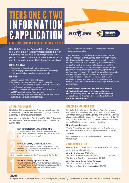 Tiers 1 & 2 Information & Application Form - Site Safe