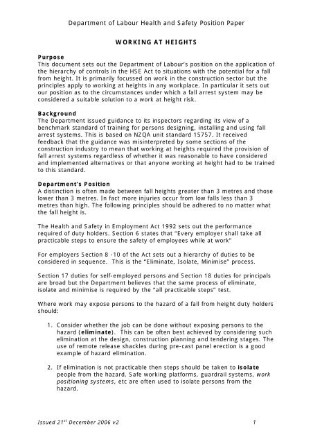 Working at Heights Safety Position - Site Safe