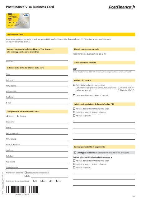 Postfinance Visa Business Card