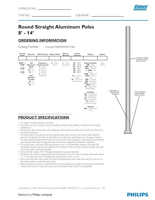 Poles RSA Specs - Crescent/Stonco