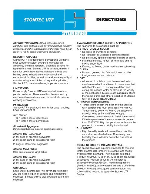 Stontec UTF Directions.pdf - StonCor Europe