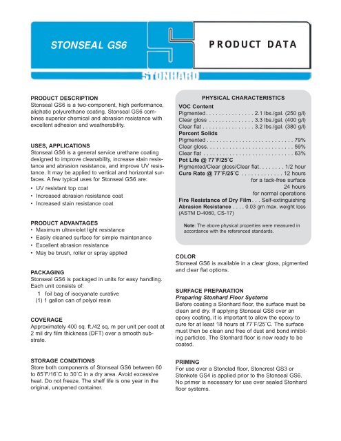 Stonseal GS6.pdf - StonCor Europe