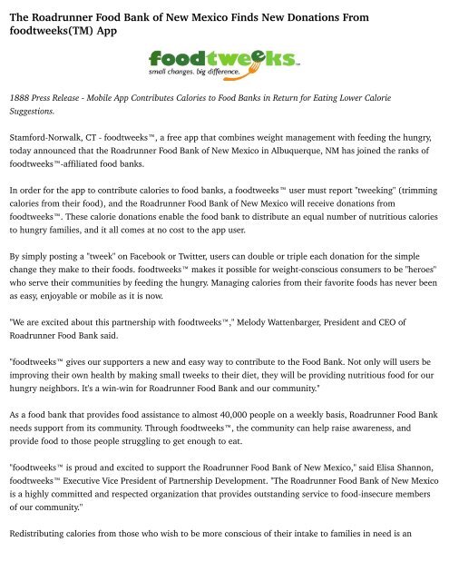 The Roadrunner Food Bank of New Mexico Finds New Donations From ...