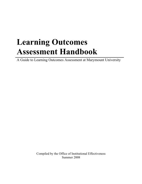 Learning Outcomes Assessment Handbook - Marymount University