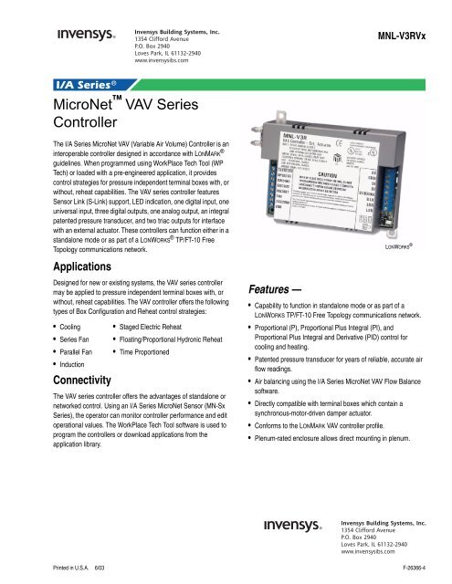 mnl-v3 lonmark vav controller - Storer Equipment