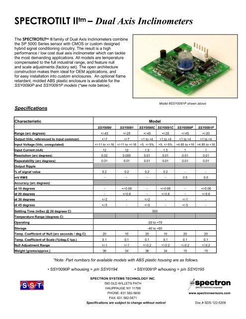 SPECTROTILT IItm â Dual Axis Inclinometers - DJ Stork Drives AB