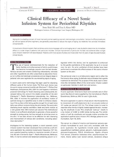 Clinical Efficacy of a Novel Sonic Infusion System for Periorbital ...