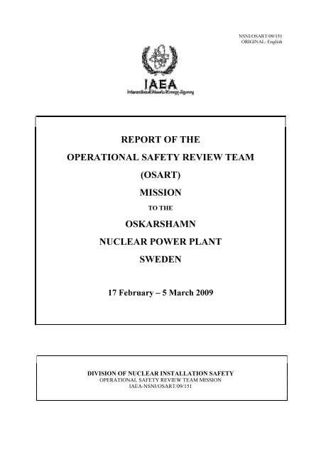 Report of the OSART mission to the Oskarshamn nuclear power plant