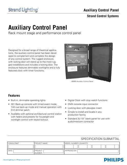 Auxiliary Control Panel - Strand Lighting