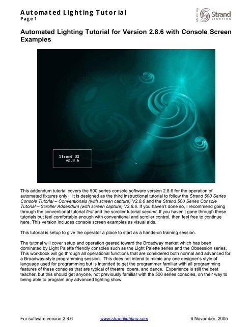 Strand 500 Series Console Tutorial - Grand Stage Company