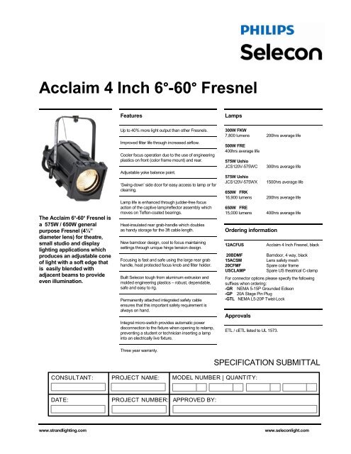 Acclaim Fresnel - Strand Lighting