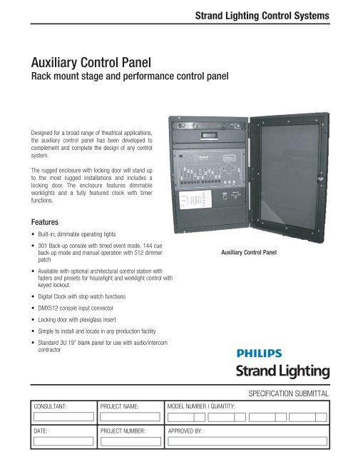Auxiliary Control Panel 120V - Strand Lighting