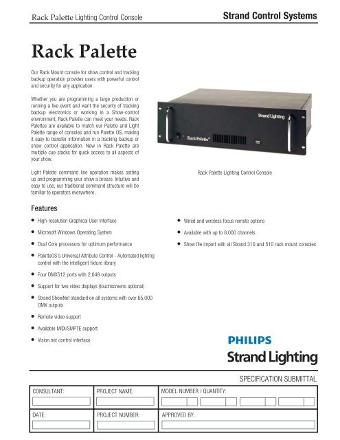 Rack Palette - Strand Lighting