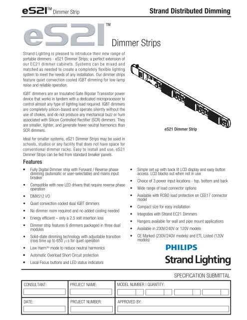 Dimmer Strips eS21TM - Strand Lighting