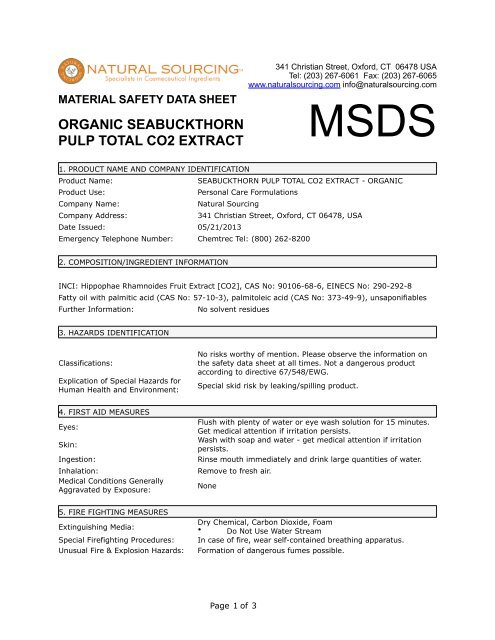 MSDS - Natural Sourcing, LLC