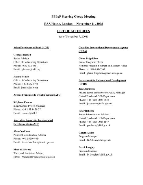 List of Attendees - ppiaf