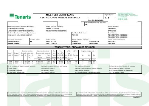 MILL TEST CERTIFICATE - Salvex