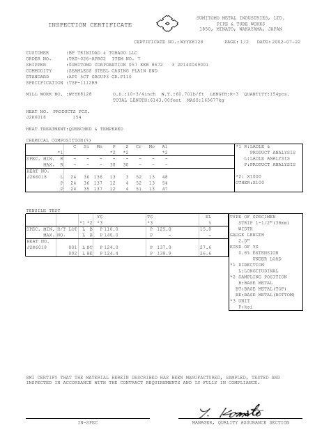 Mill Test Reports - Salvex